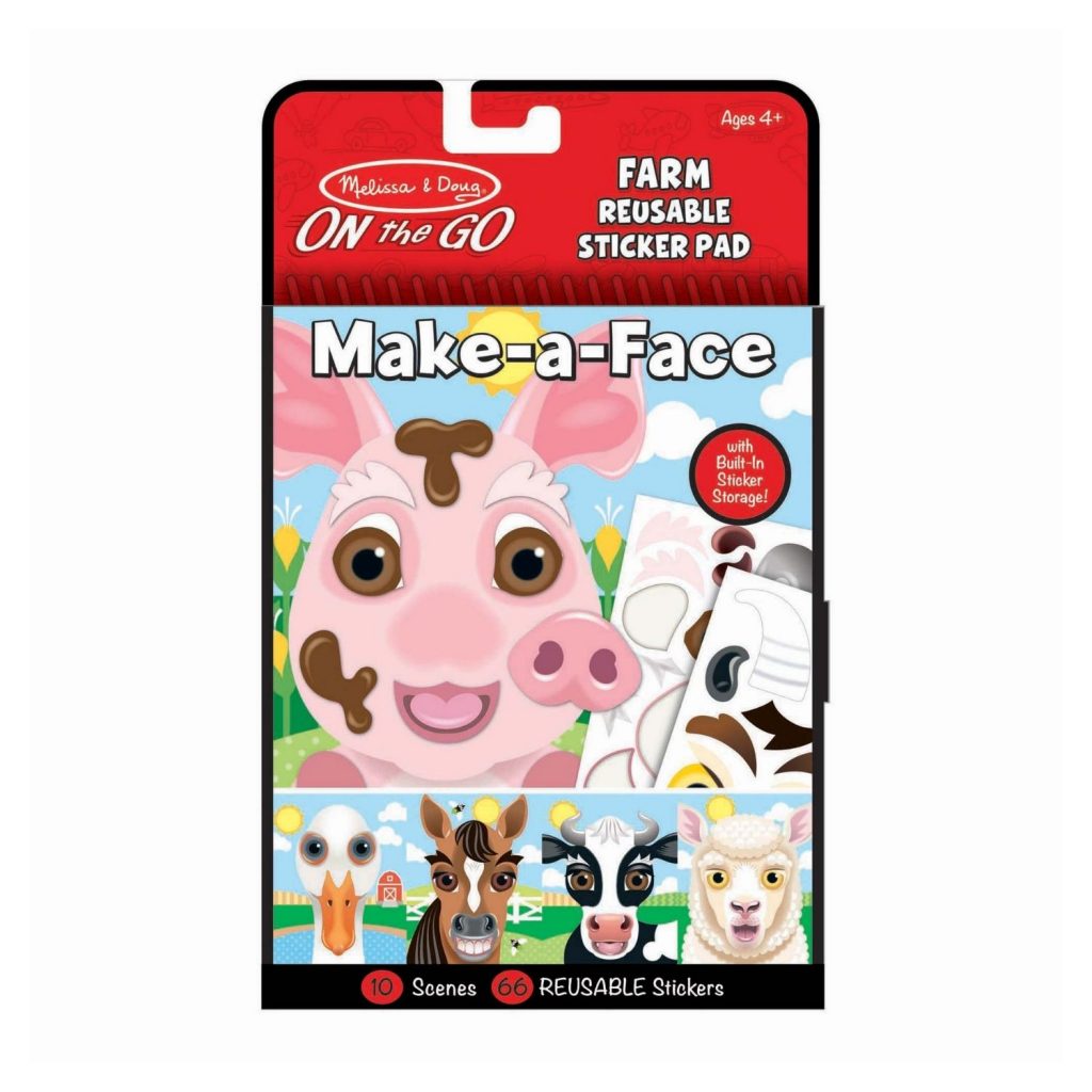 Melissa & Doug On the Go Make-a-Face Farm Reusable Sticker Pad ...