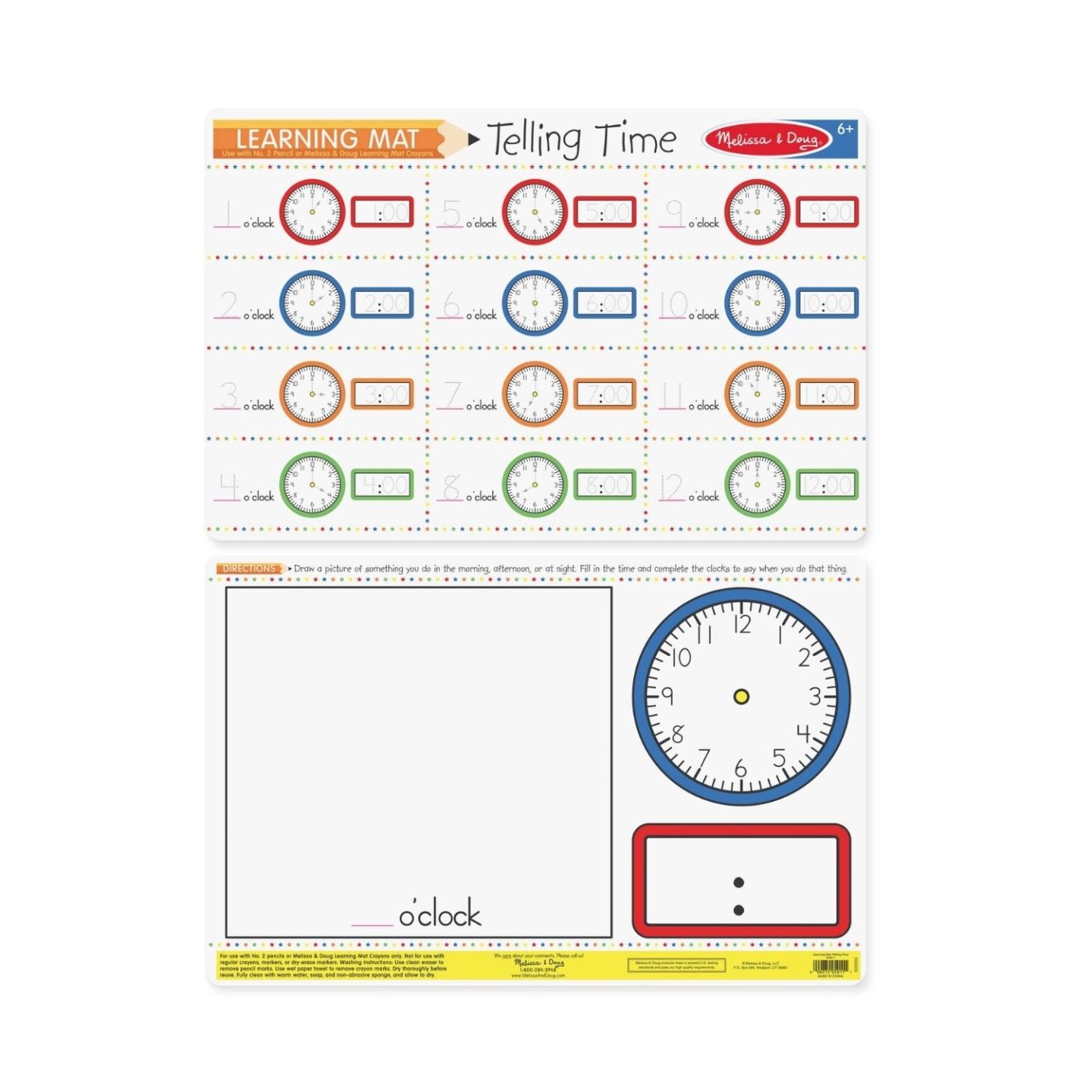 Melissa & Doug Telling Time Write-A-Mat (Bundle of 6) | Melissa And ...
